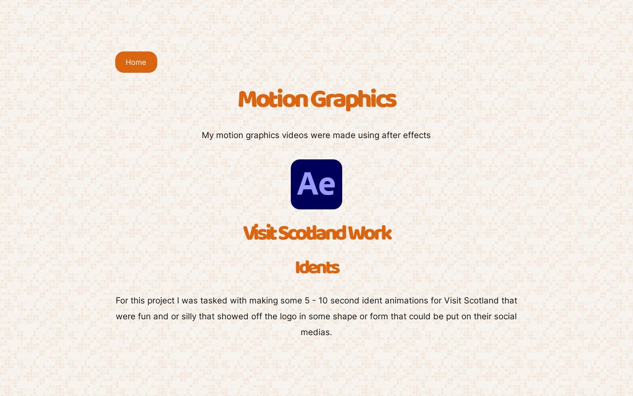 Portfolio Motion Graphics Page